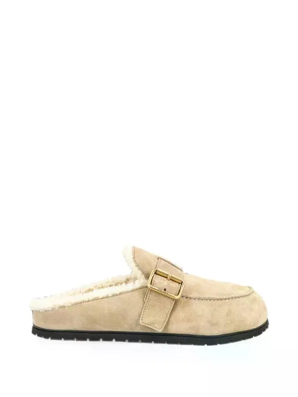 Prada Shearling-lined Mules With Buckle Fastening