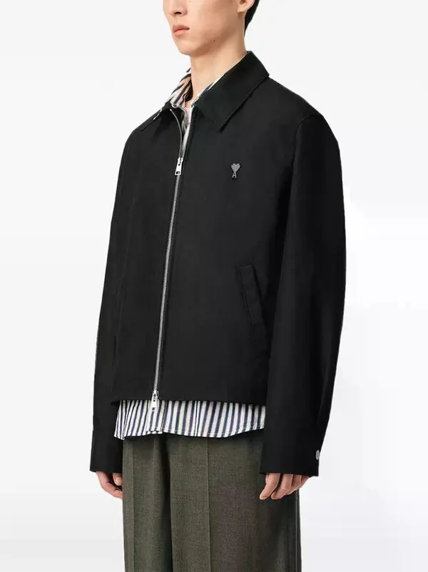 AMI Paris Nylon Jacket With De Coeur Detail