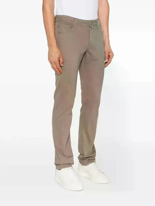 Jacob Cohen Nick Logo-patch Straight-leg Trousers - Brown