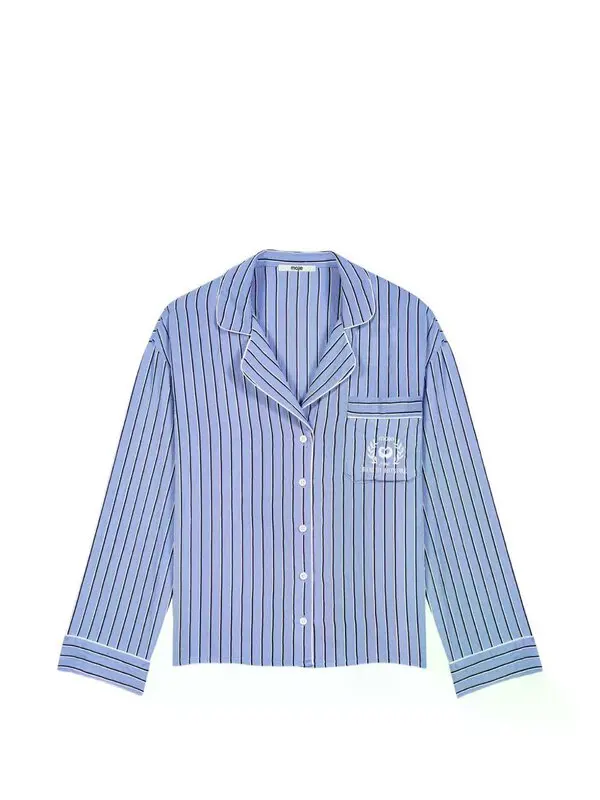 Maje Striped Shirt With Embroidered Badge