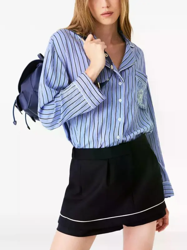 Maje Striped Shirt With Embroidered Badge