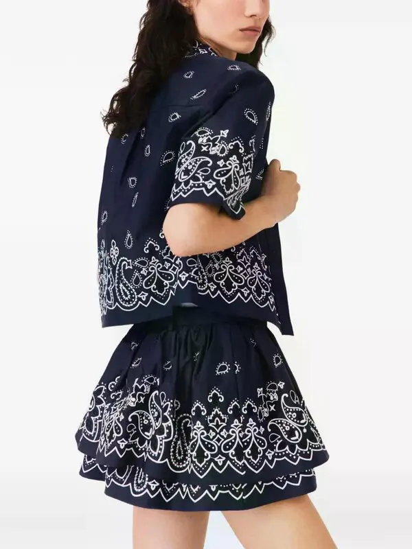 Maje Embroidered Tiered Mini Skirt