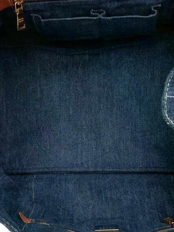 Prada Large Denim Canapa Logo Satchel - Blue