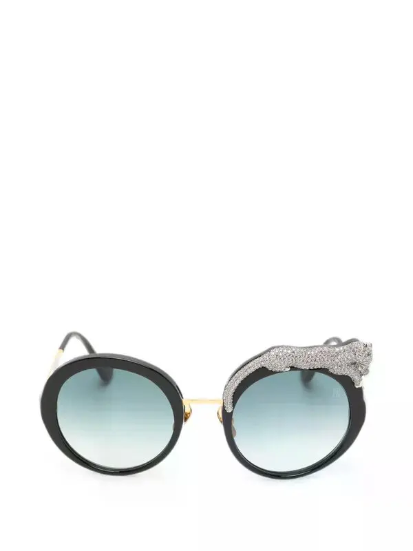 Anna-Karin Karlsson Crystal-embellished Round-frame Sunglasses - Black