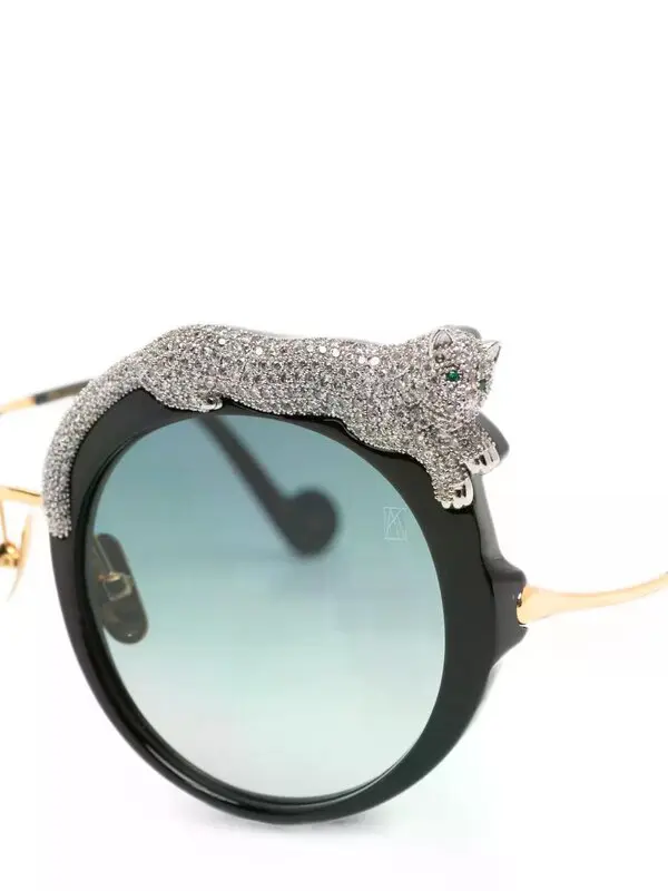 Anna-Karin Karlsson Crystal-embellished Round-frame Sunglasses