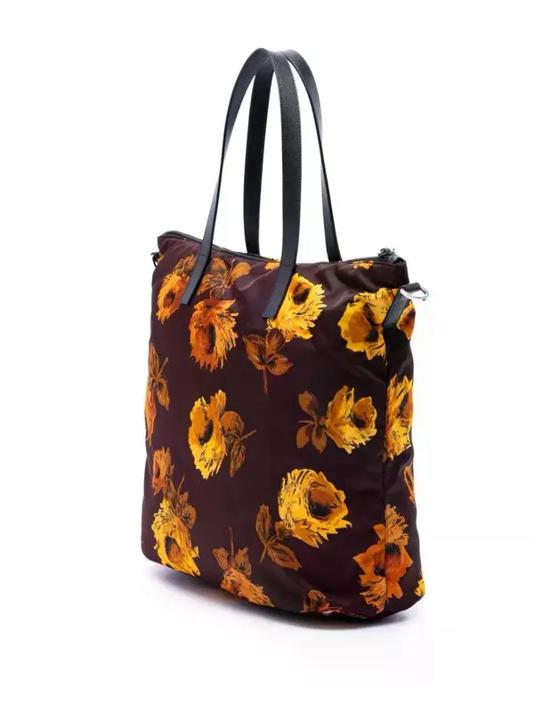 Prada Printed Tessuto Satchel - Brown