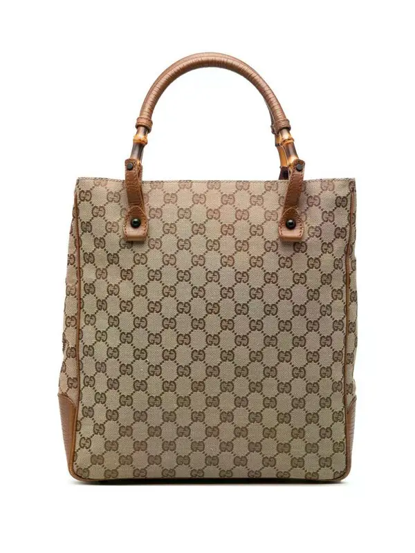 Gucci Gg Canvas Bamboo Tote Bag