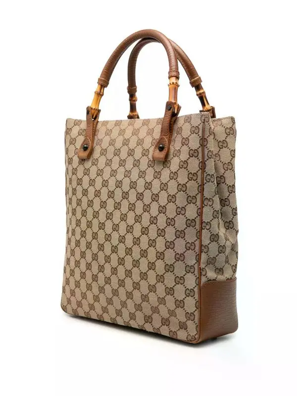 Gucci Gg Canvas Bamboo Tote Bag