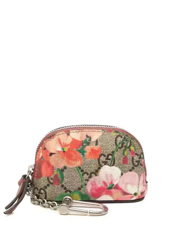 Gucci Gg Supreme Blooms Chain Coin Pouch - Neutrals