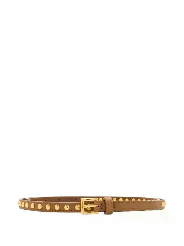 Prada Skinny Studded Leather Belt - Brown