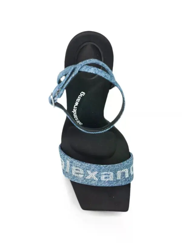 Alexander Wang Julie Logo-embellished Denim Sandals