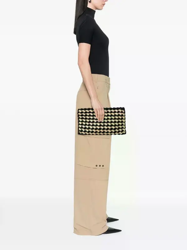 Prada Raffia Crochet Clutch Bag