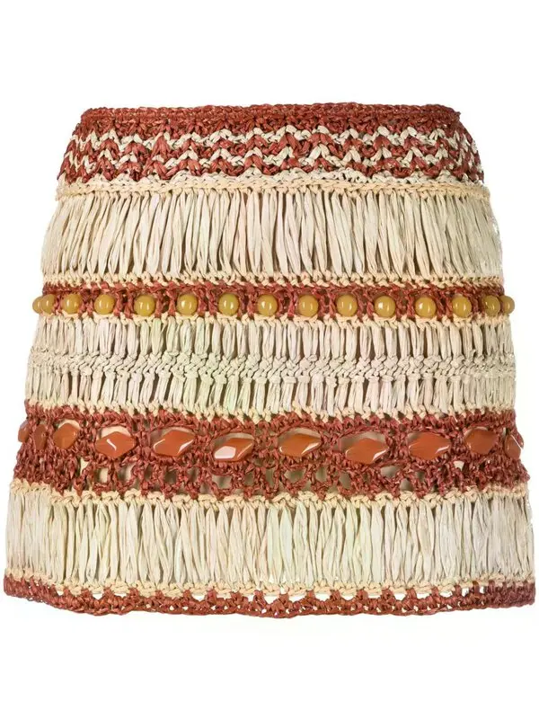 Alberta Ferretti Layered Crochet Mini Skirt