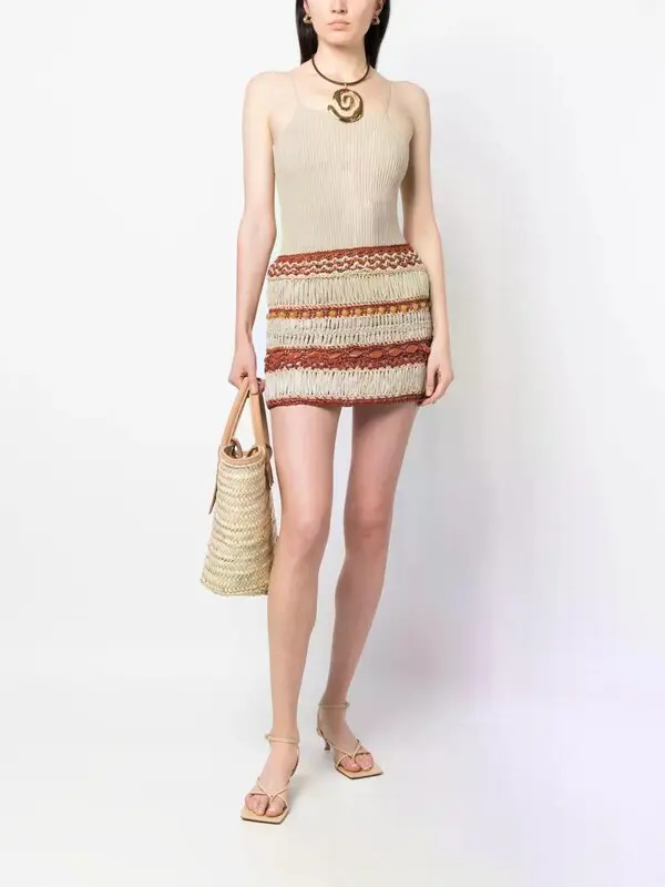 Alberta Ferretti Layered Crochet Mini Skirt