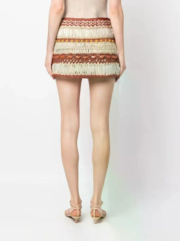 Alberta Ferretti Layered Crochet Mini Skirt