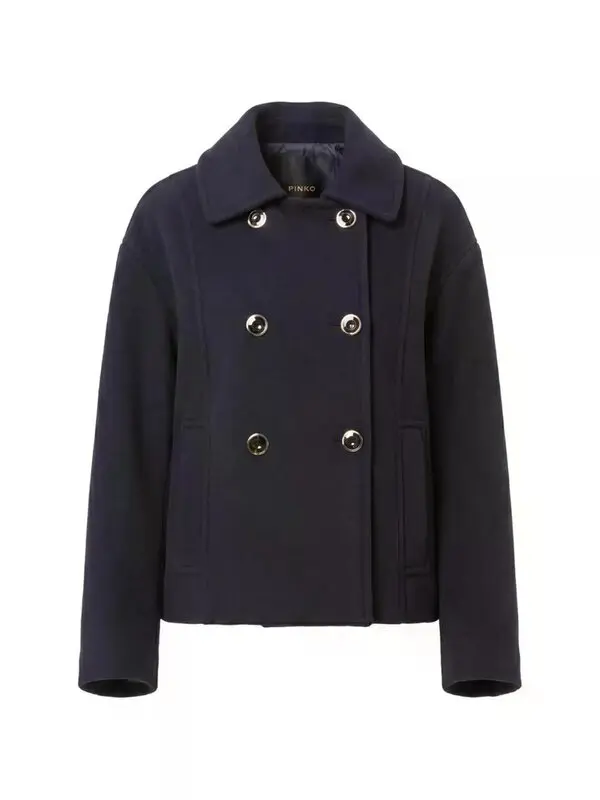 Pinko Double-breasted Wool Jacket With Pleated Detail