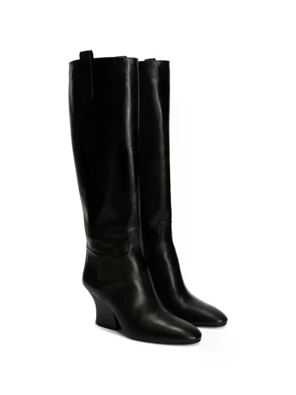 JIL SANDER Leather Block Heel Boots