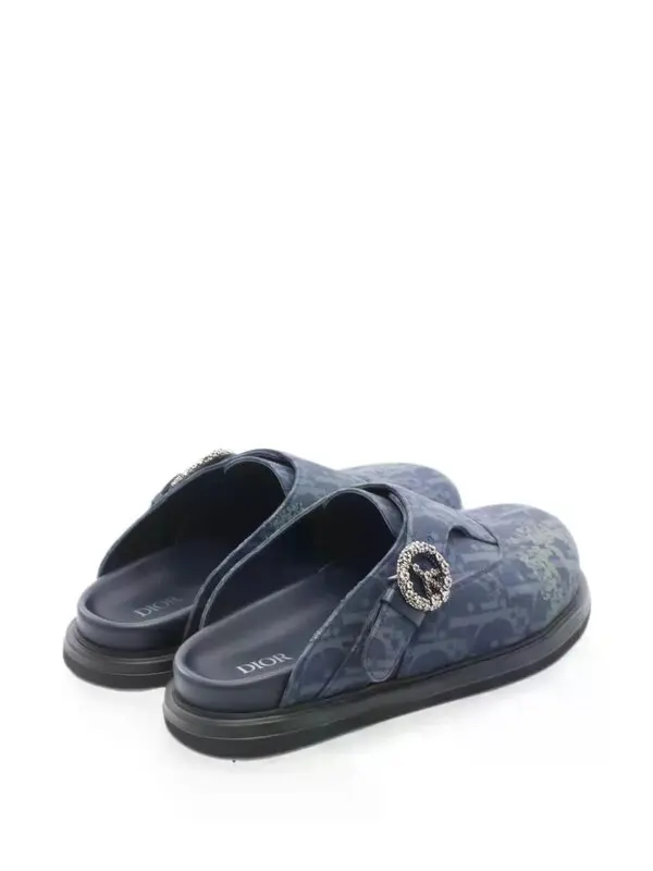 Dior Oblique Monogram Denim Tears Floral Print Mules