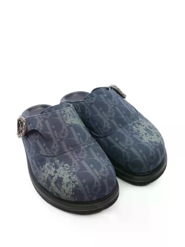 Dior Oblique Monogram Denim Tears Floral Print Mules