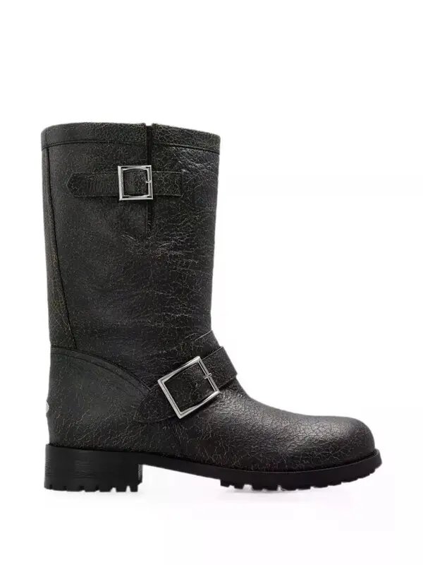 JIMMY CHOO Biker Mid Leather Boots - Black