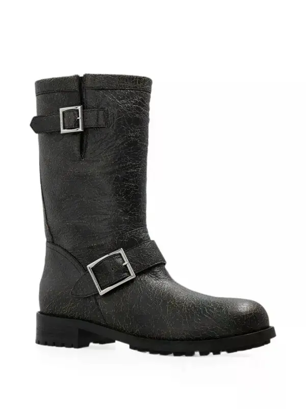 JIMMY CHOO Biker Mid Leather Boots - Black