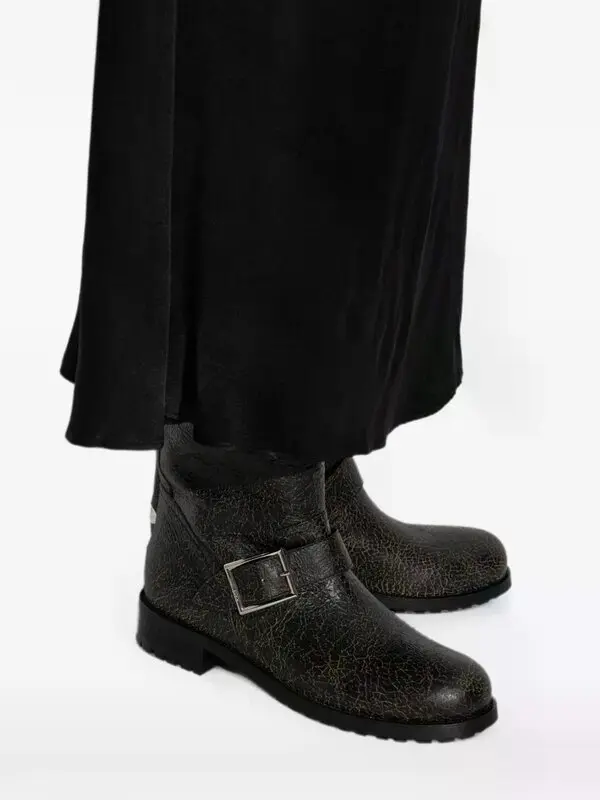 JIMMY CHOO Biker Mid Leather Boots - Black
