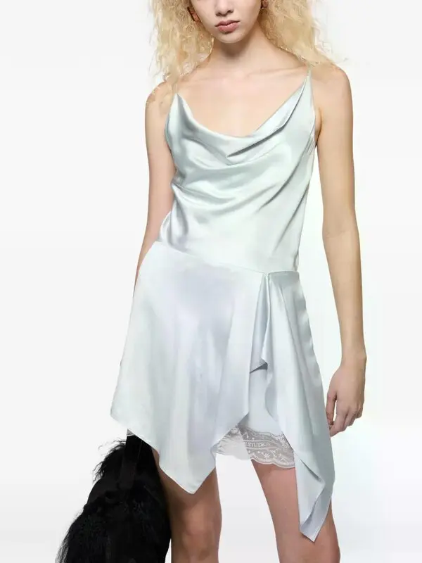 Acne Studios Ruffled Satin Skirt With Lace Underlayer