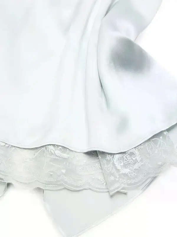 Acne Studios Ruffled Satin Skirt With Lace Underlayer