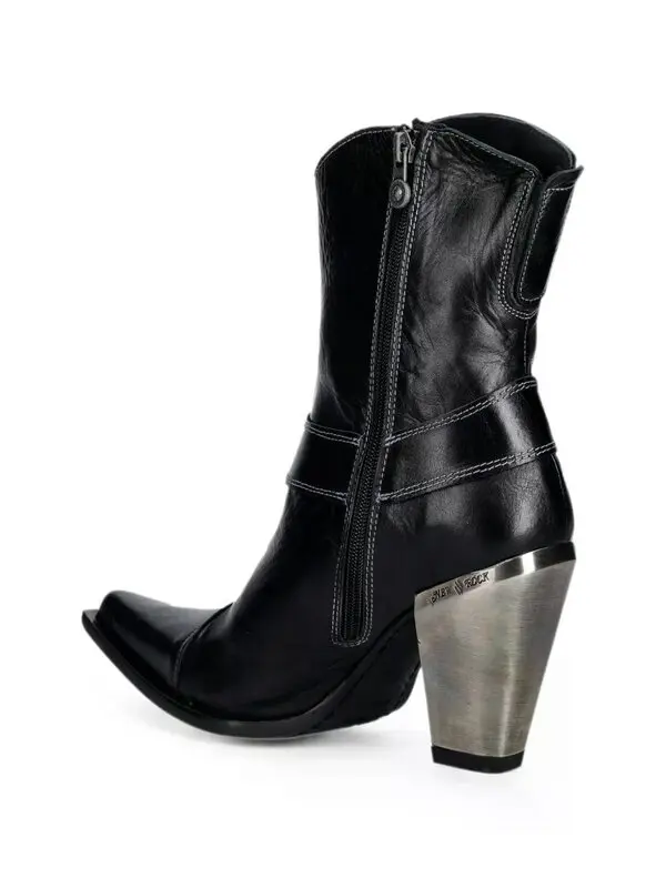 NEW ROCK Skull Plaque Flame Appliqué Boots