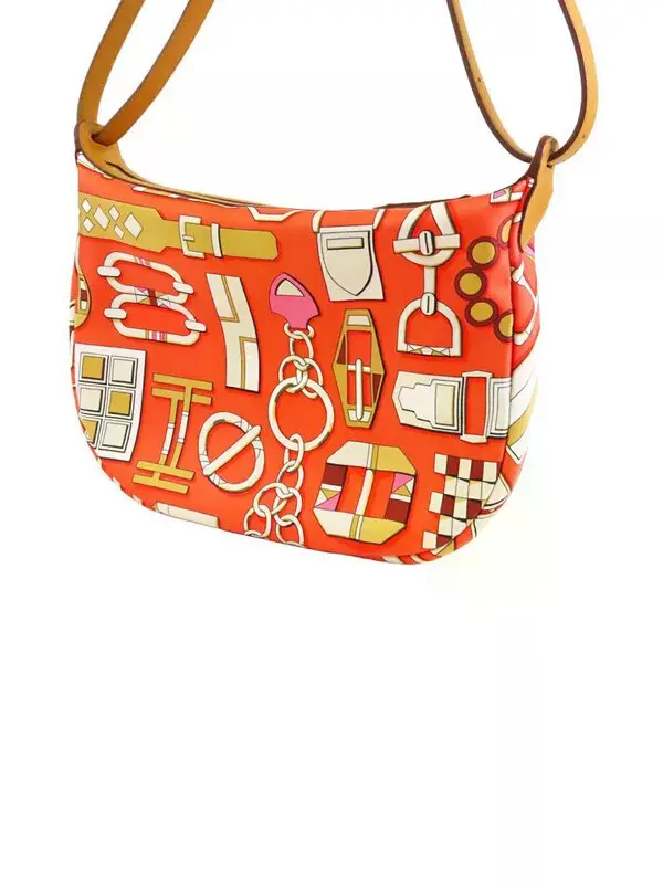 Hermès Silk And Swift Leather Crossbody Pouch Bag - Orange