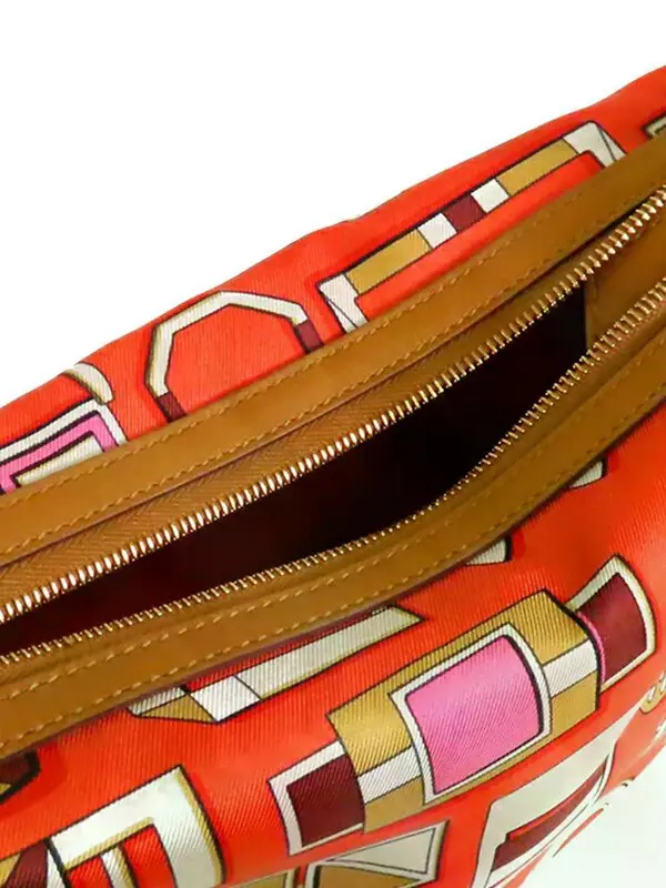 Hermès Silk And Swift Leather Crossbody Pouch Bag - Orange