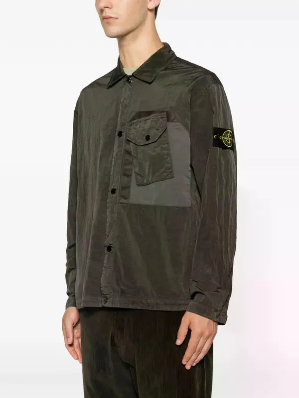 Stone Island Chest-pocket Logo-patch Overshirt - Grey