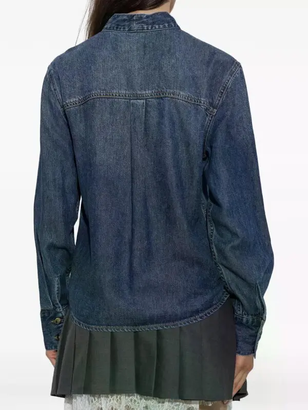SELF-PORTRAIT Tie-neck Denim Shirt