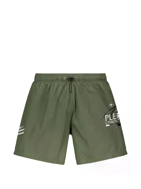 PLEIN SPORT Logo Print Swim Shorts - Green