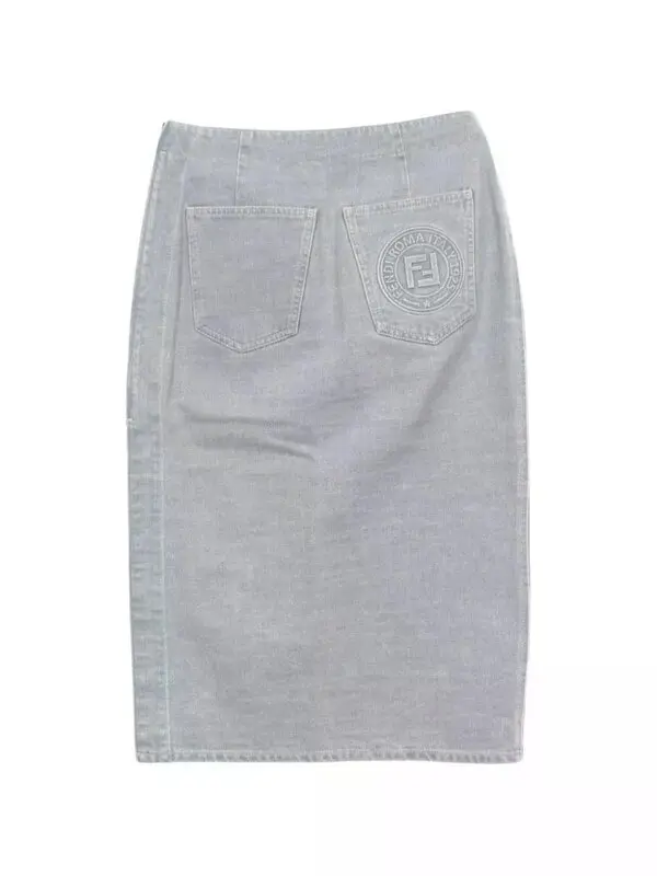 Fendi Ff Embossed Logo Denim Mini Skirt
