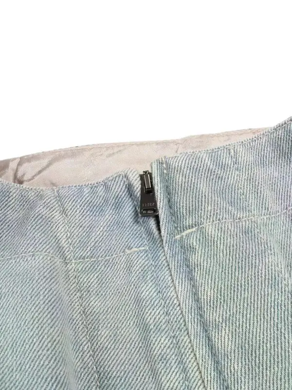 Fendi Ff Embossed Logo Denim Mini Skirt