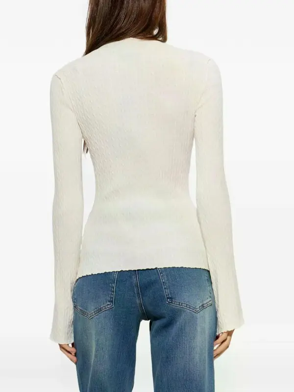 ROTATE BY BIRGER CHRISTENSEN Cable Knit Logo Patch Sweater