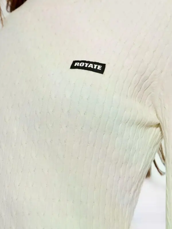 ROTATE BY BIRGER CHRISTENSEN Cable Knit Logo Patch Sweater