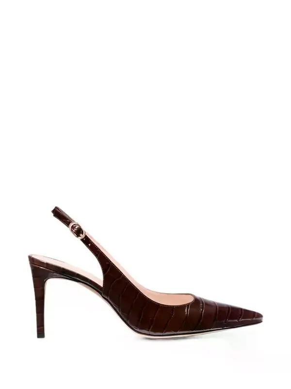 STUART WEITZMAN Power Croc-effect Slingback Pumps