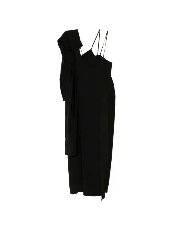 Yohji Yamamoto Asymmetrical Draped Maxi Dress - Black