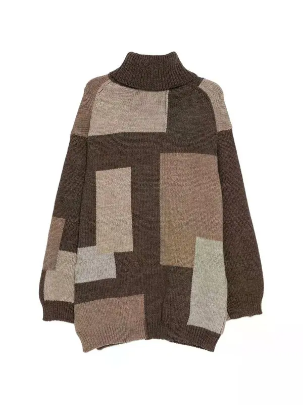 Yohji Yamamoto Patchwork Roll Neck Sweater