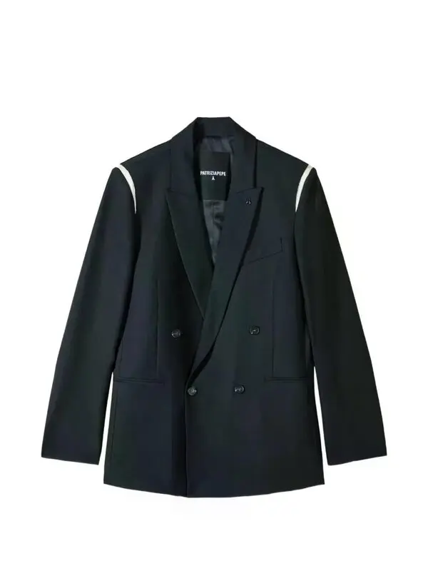 Patrizia Pepe Double-breasted Satin-trimmed Blazer