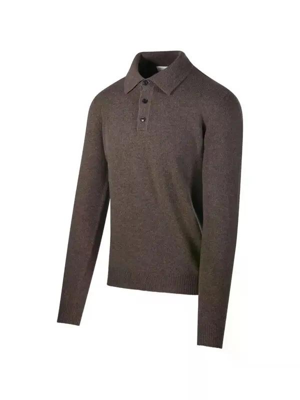 ROBERTO COLLINA Polo Collar Long Sleeve Sweater - Brown