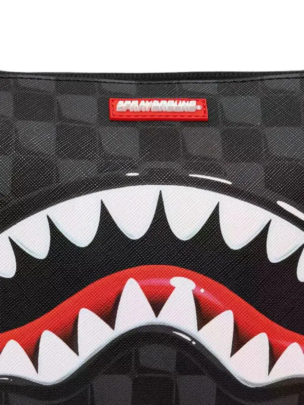 SPRAYGROUND Check Pattern Shark Motif Clutch Bag