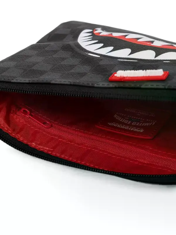 SPRAYGROUND Check Pattern Shark Motif Clutch Bag