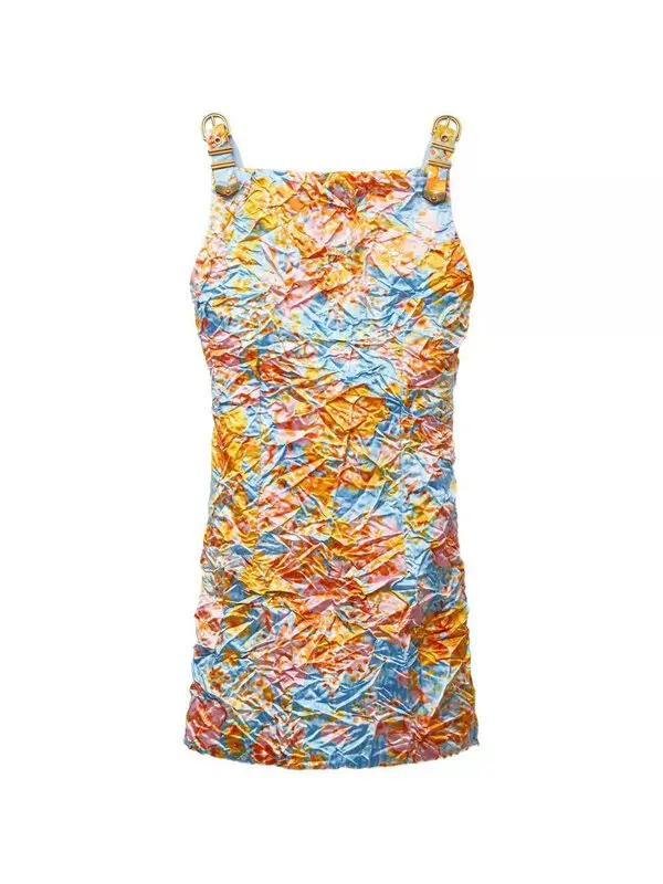Versace Sleeveless Printed Silk Duchesse Mini Dress