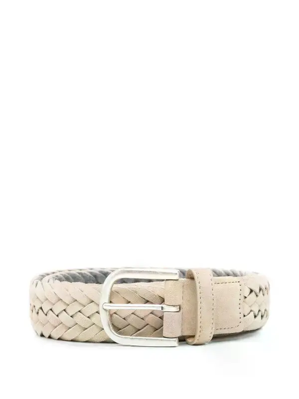 Canali Braided Leather Belt - Neutrals