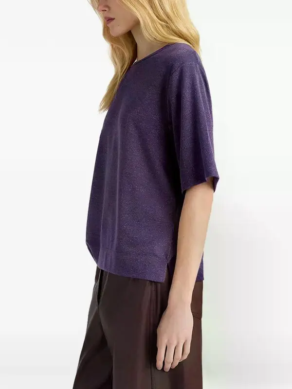 Momoni Lurex Jersey T-shirt - Purple