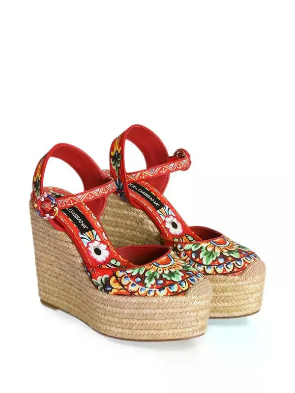 Dolce & Gabbana Carretto Print Wedge Sandals