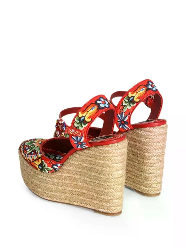 Dolce & Gabbana Carretto Print Wedge Sandals